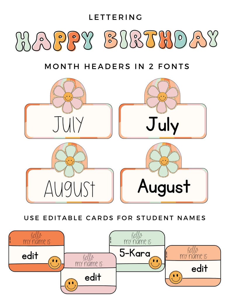 Groovy Boho Volume II Class Birthday Display - Etsy