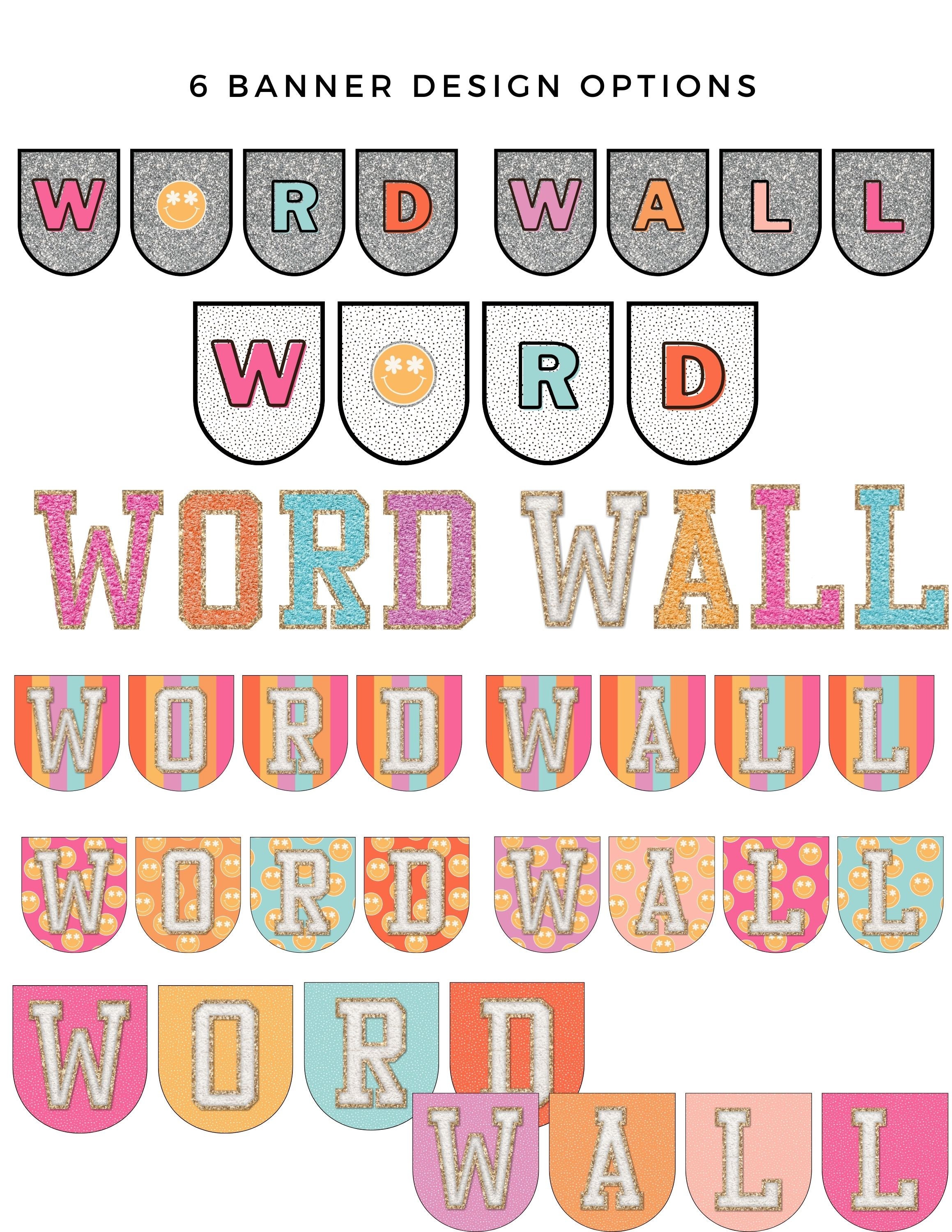 Groovy Glitter Word Wall [editable] - Etsy