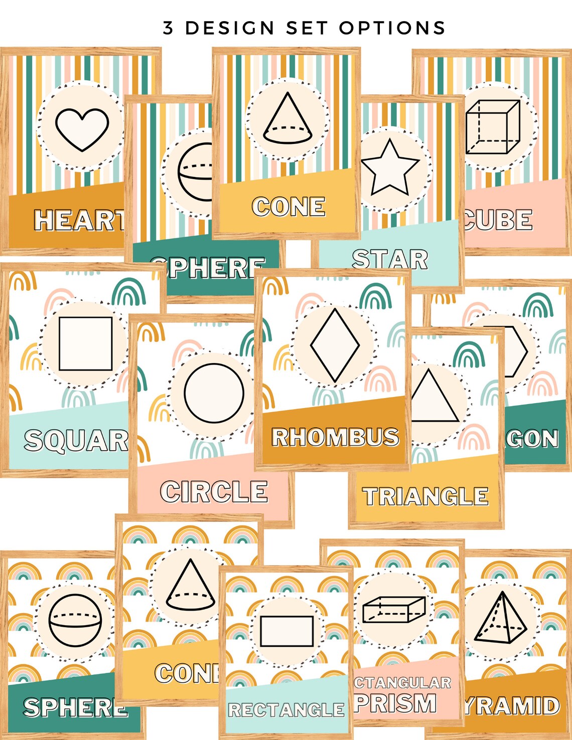 Modern Boho Rainbow Classroom Shape Posters - Etsy