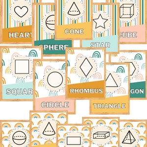 Modern Boho Rainbow Classroom Shape Posters - Etsy