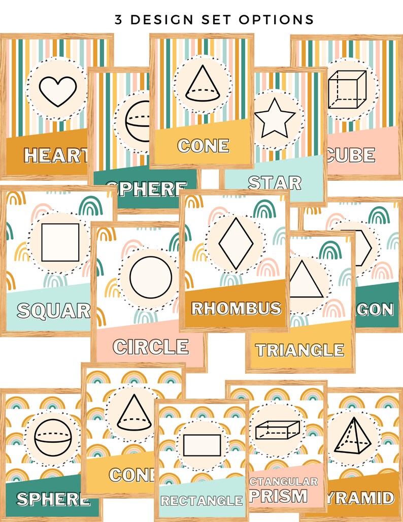 Modern Boho Rainbow Classroom Shape Posters - Etsy