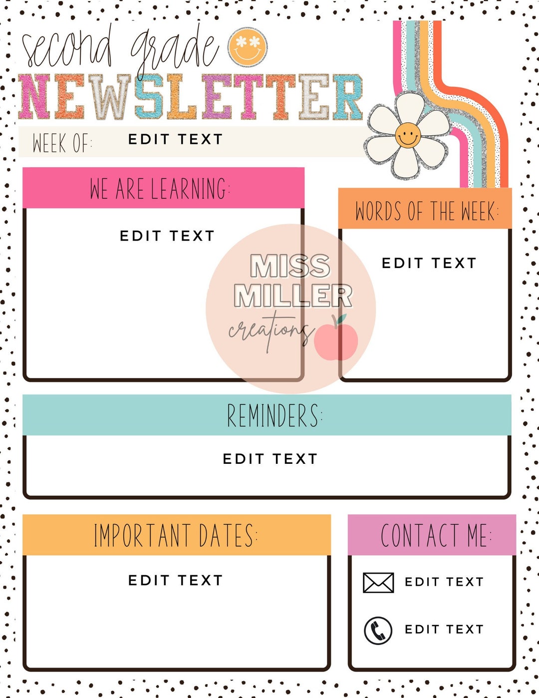 Groovy Glitter Newsletter [editable] - Etsy