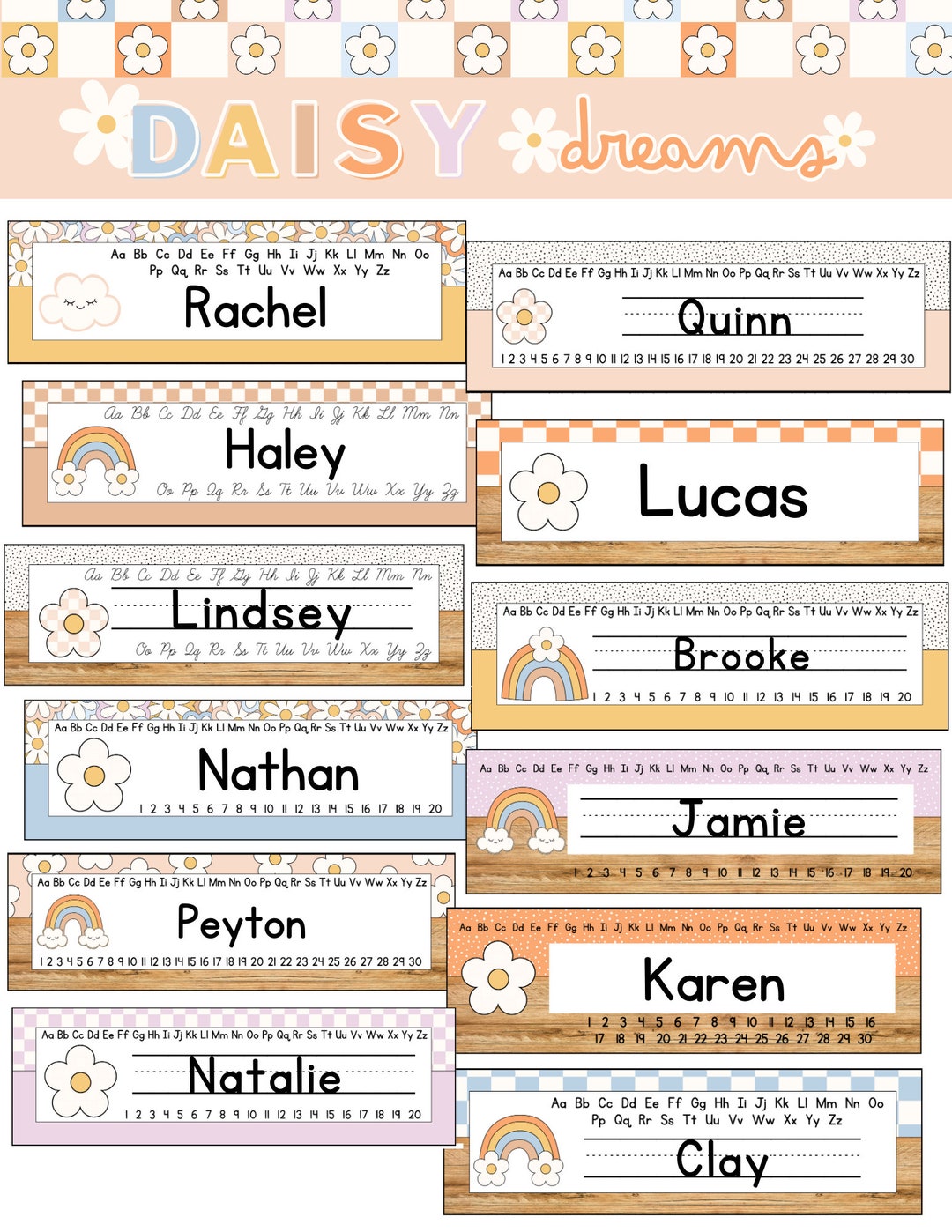 Daisy Dreams Desk Plates [editable] - Etsy