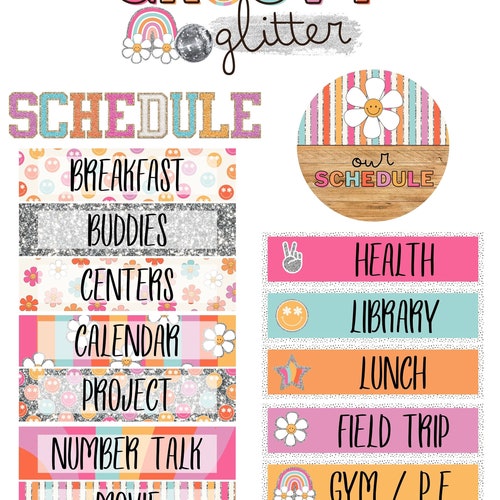 Groovy Glitter Teacher Toolbox Labels editable - Etsy