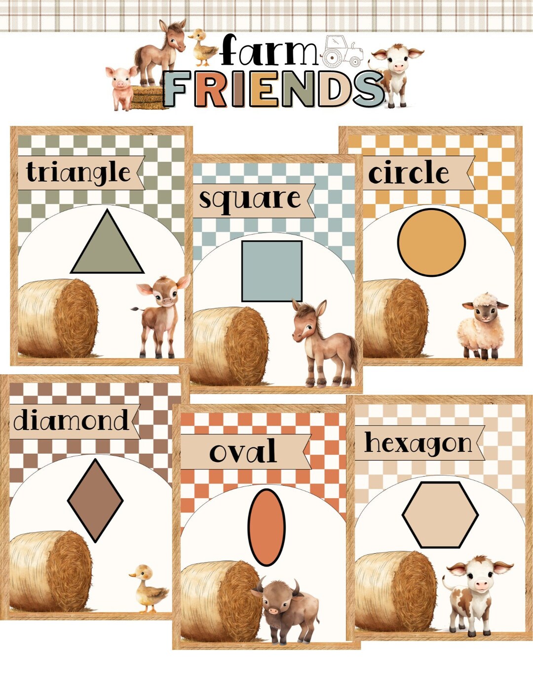 Farm Friends Classroom Shape Posters - Etsy