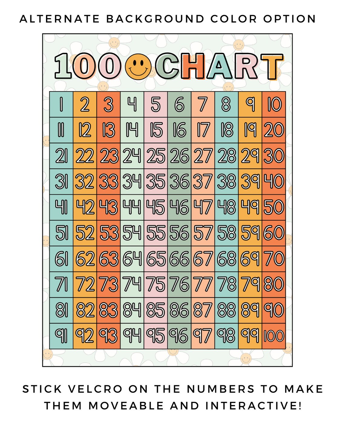 Groovy Boho Interactive 100 Chart - Etsy