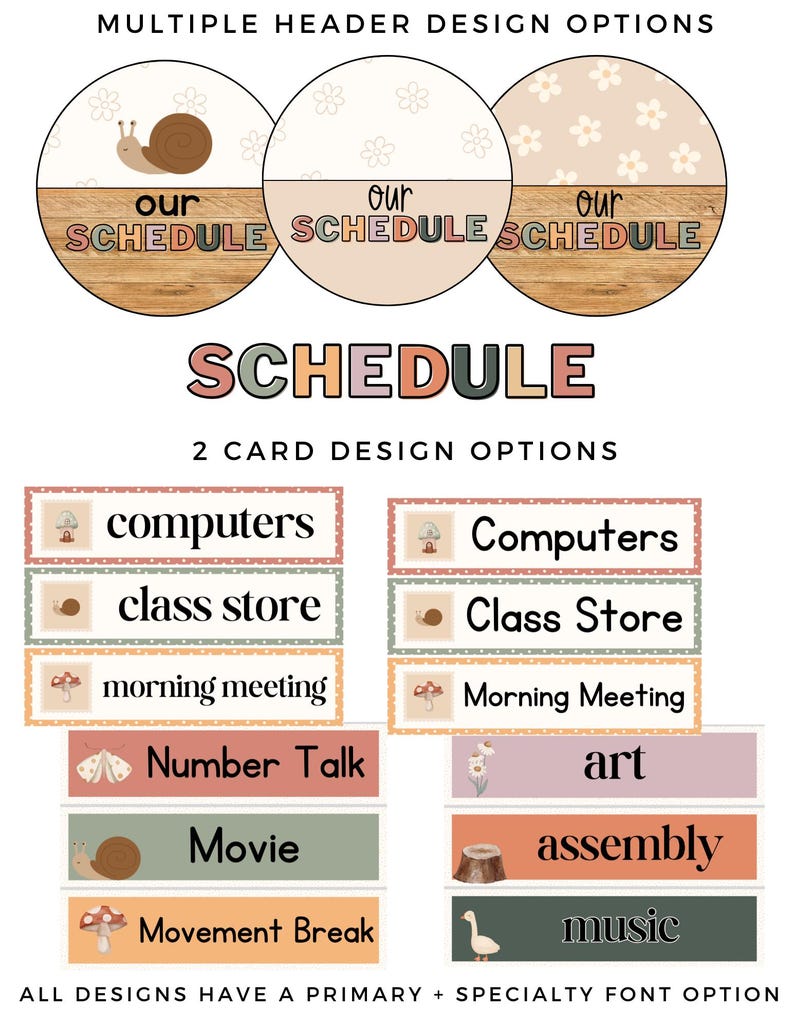 Cottagecore Classroom Schedule [editable] - Etsy