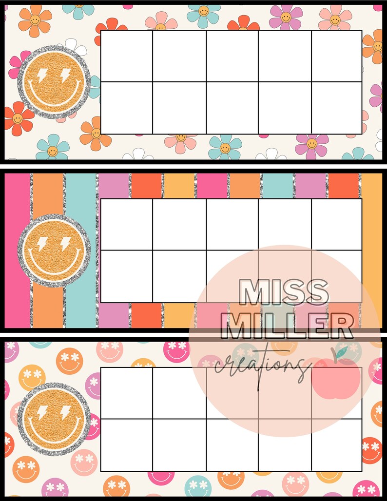 Groovy Glitter Math Classroom Displays 100 Chart Ten Frames - Etsy