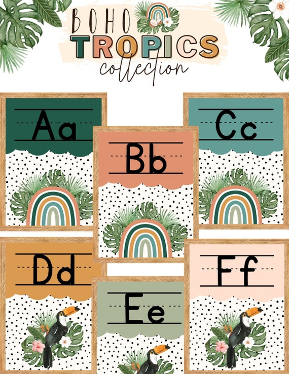 Boho Tropics Alphabet Posters - Etsy