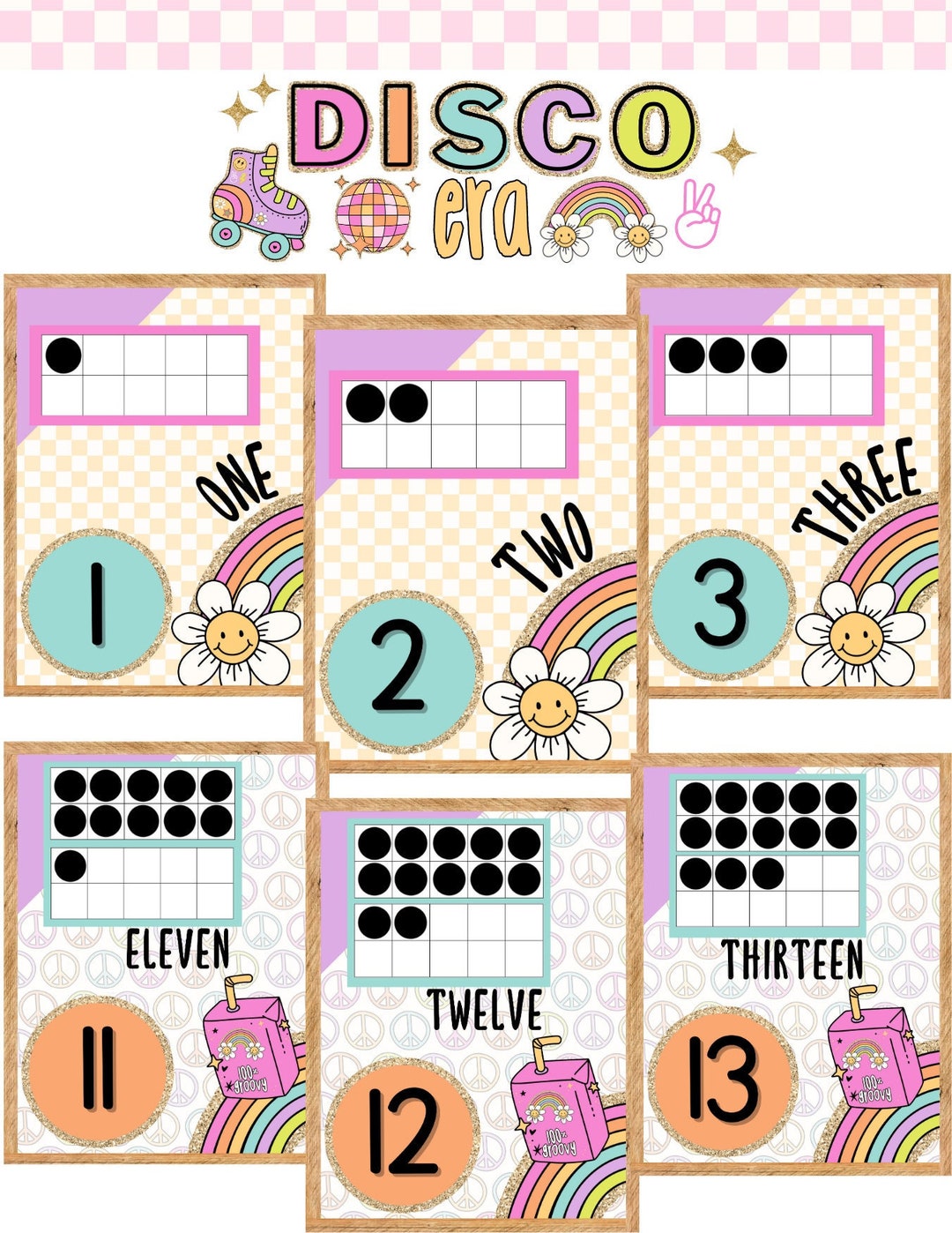 Disco Era Classroom Number Posters - Etsy