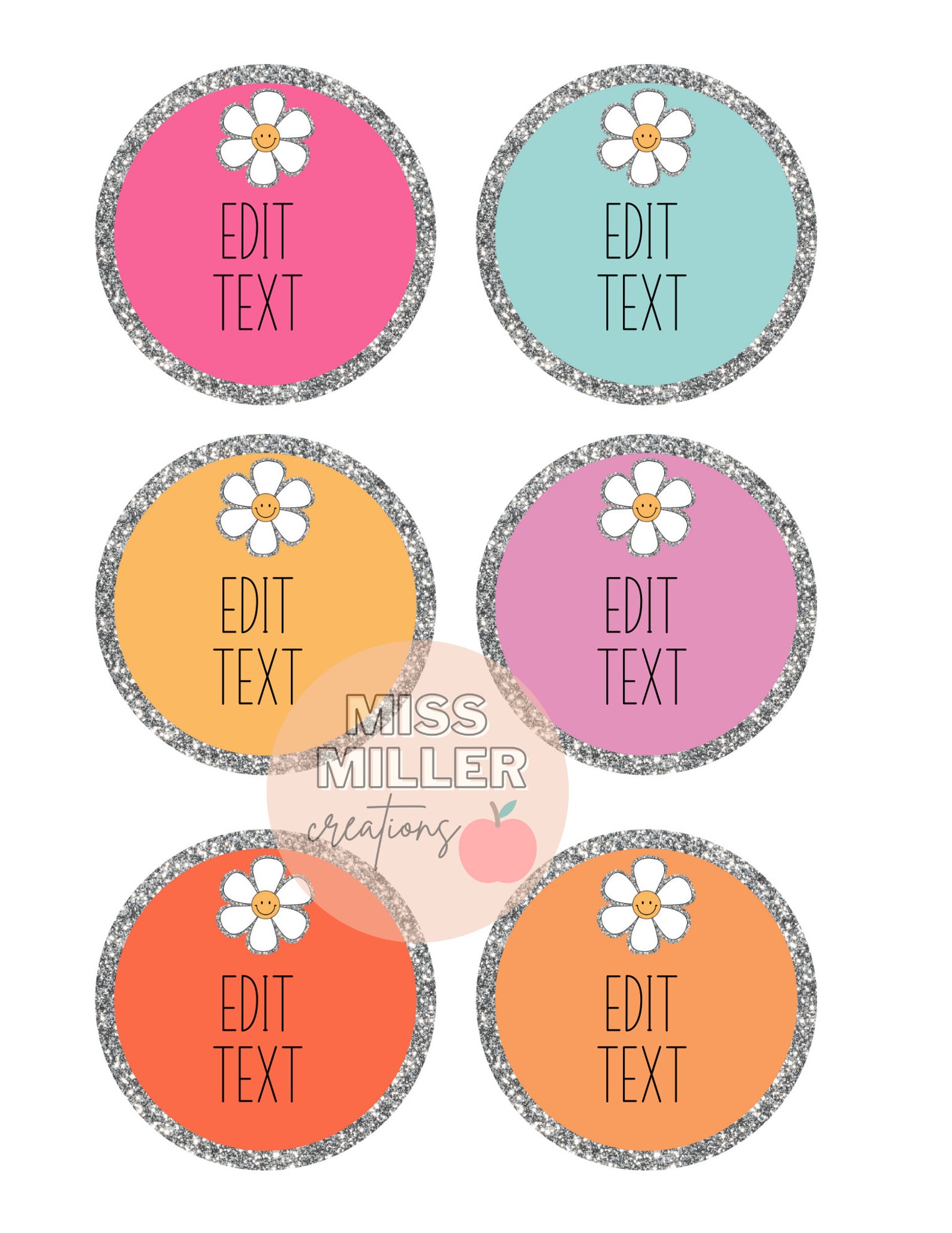 Groovy Glitter Classroom Labels editable - Etsy
