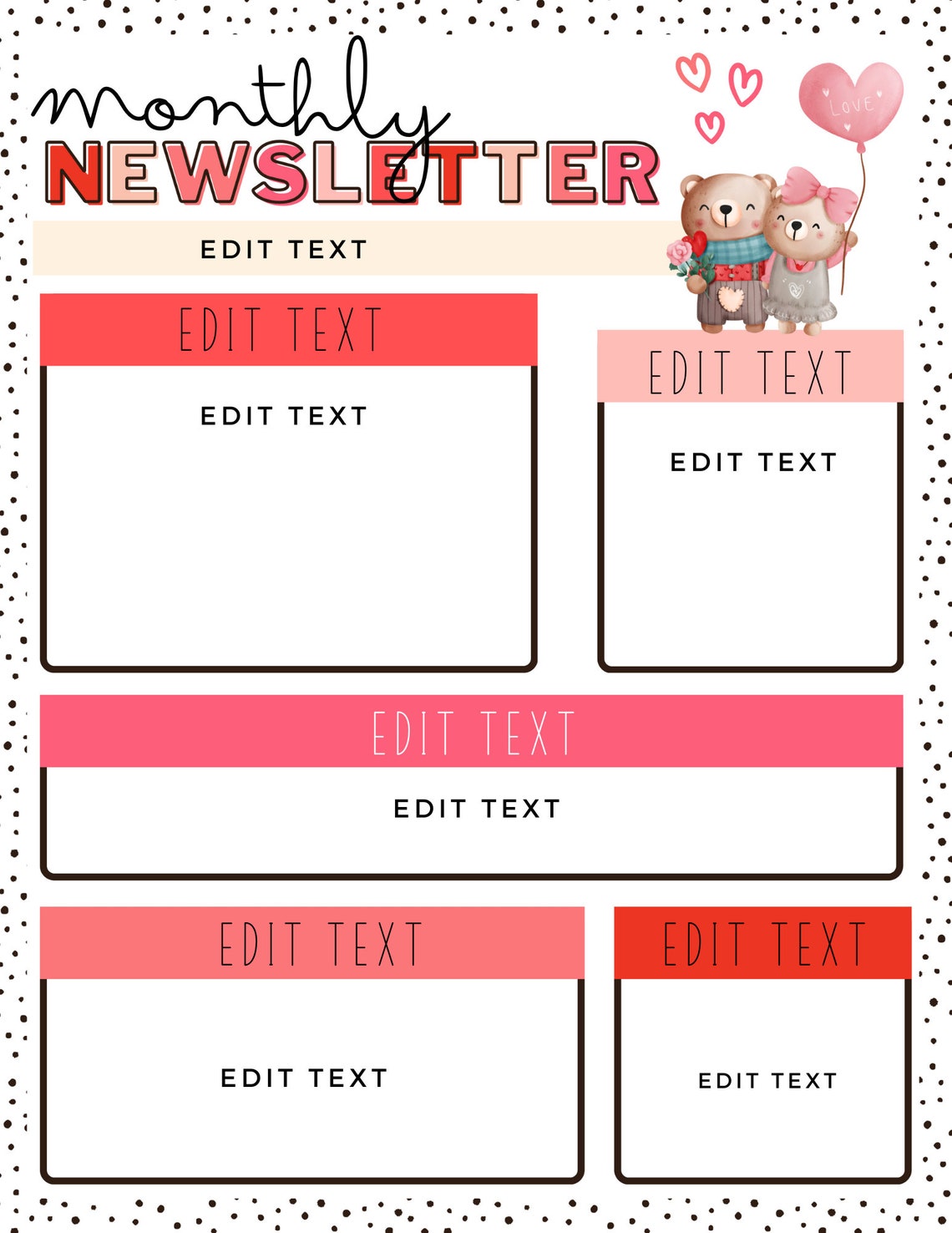 February/valentine's Day Newsletter Template [editable] - Etsy