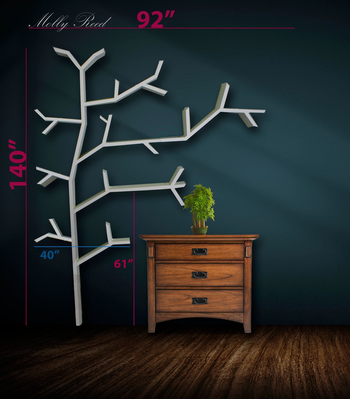 Farmhouse Wooden Tree Bookcases Rustic Tree Branch | Etsy