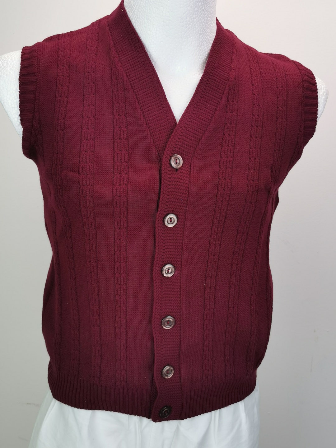 70s Deadstock Vintage Men's Knitted Vest Sweater Vest 60s NOS Size S 48 ...