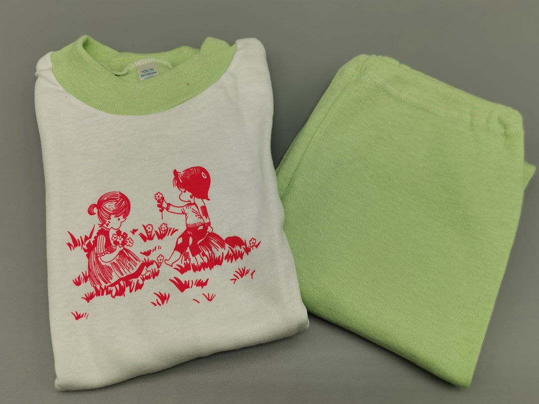 Original 80s Deadstock Children's Pajamas Pajamas 70s Two-piece House ...