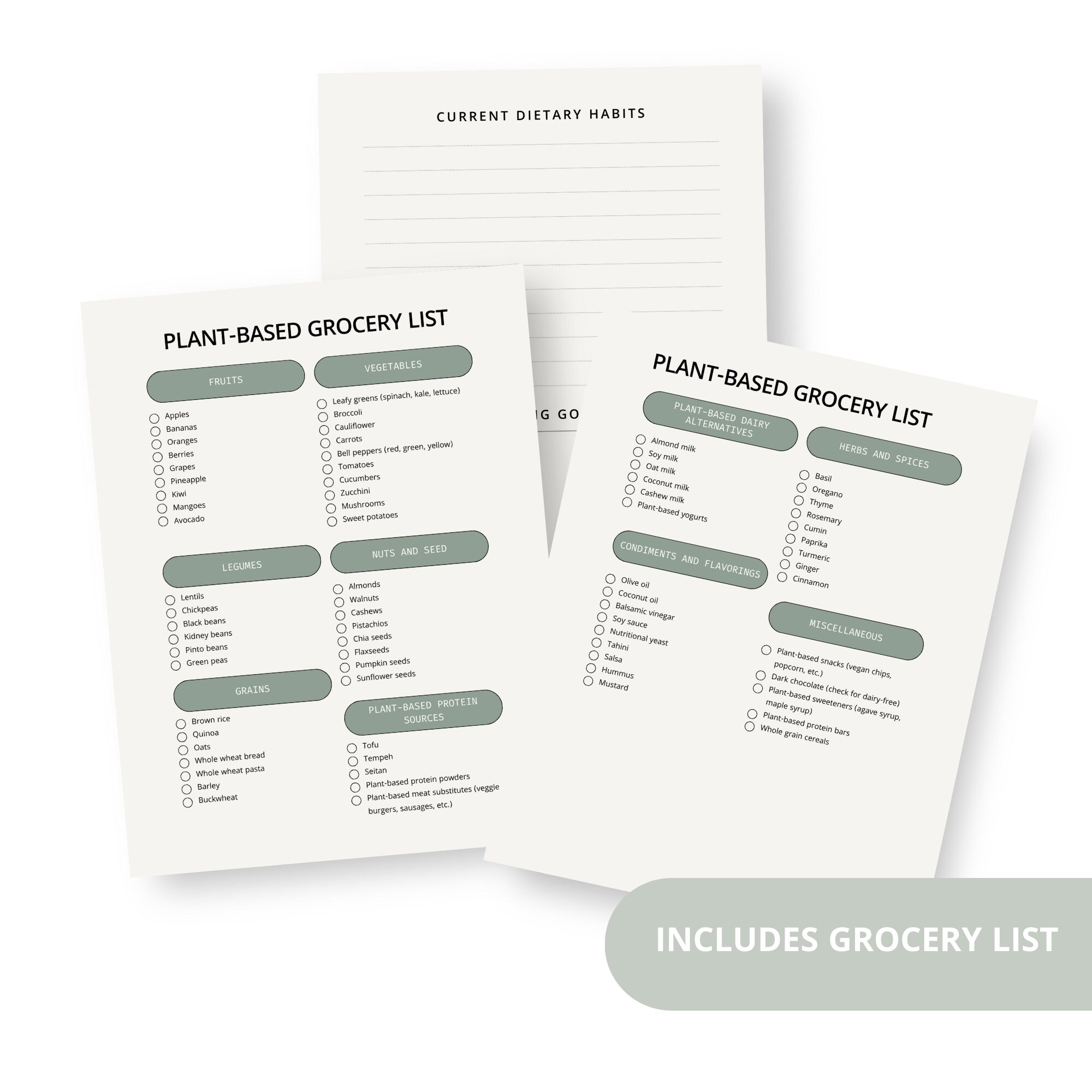 Meal Planner Plant-based, Printable Planner, Grocery Lists, Shopping ...