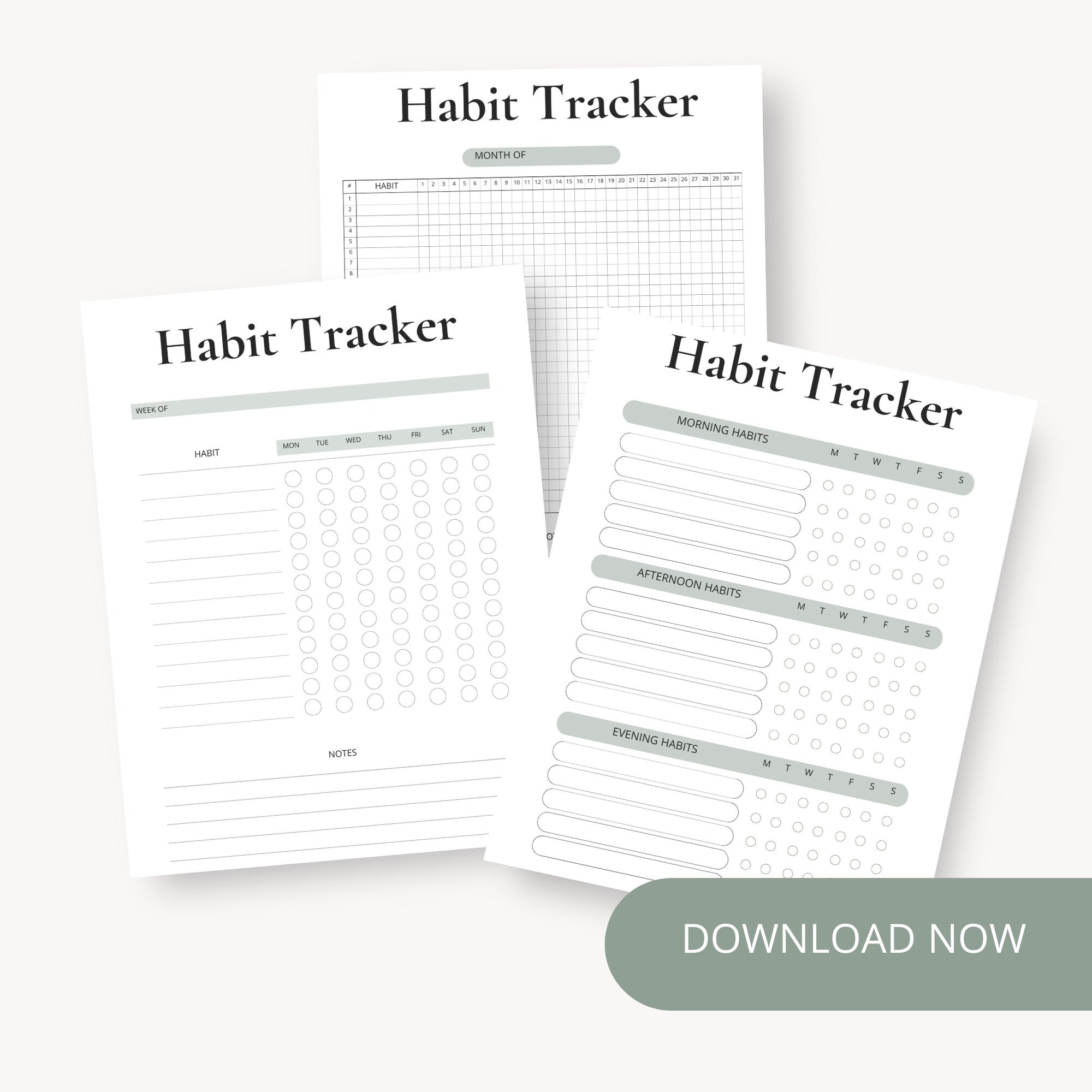 Habit Tracker, Daily Habit Tracker, Weekly Habit Tracker, Monthly Habit ...