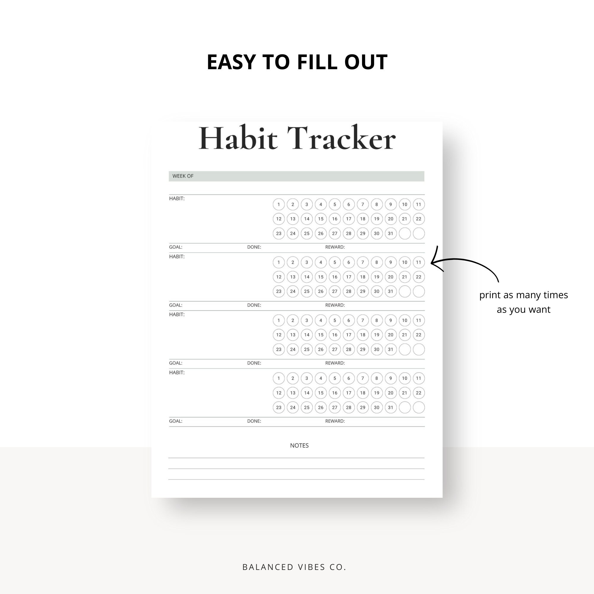 Habit Tracker, Daily Habit Tracker, Weekly Habit Tracker, Monthly Habit ...