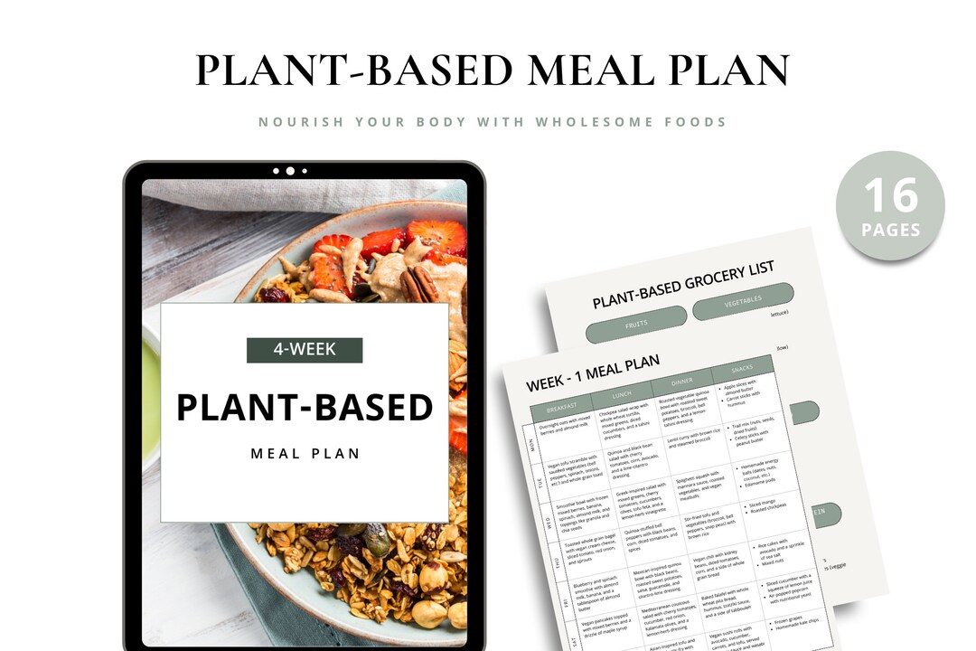 Meal Planner Plant-based, Printable Planner, Grocery Lists, Shopping ...