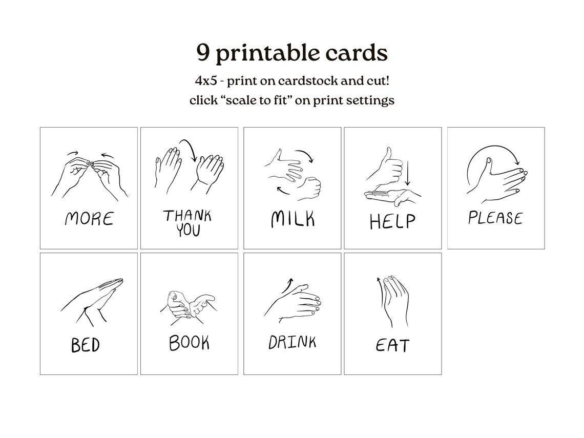 Printable ASL Baby Sign Language Flashcards (digital Download) - Etsy