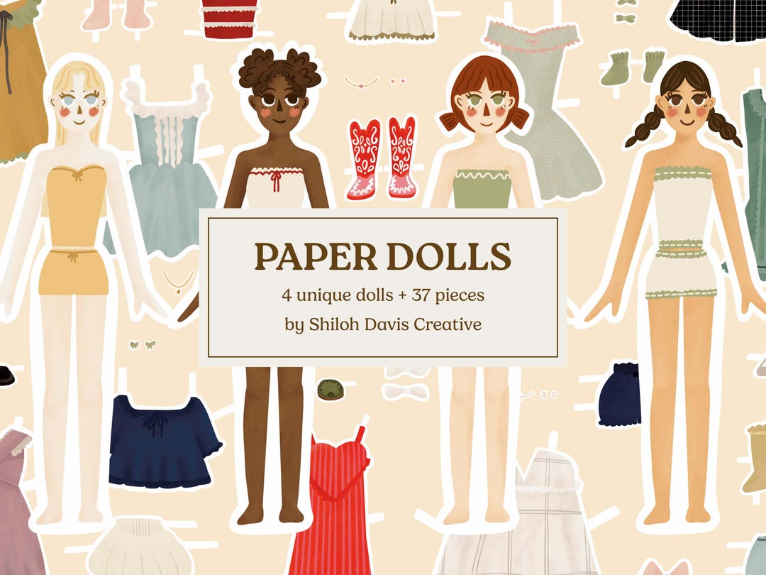 Printable Paper Dolls: Hand-illustrated DIY Craft (instant Download) - Etsy
