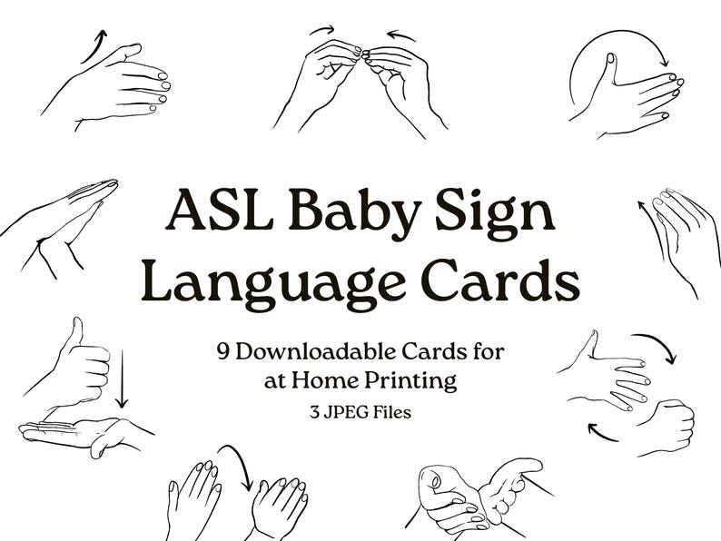 Printable ASL Baby Sign Language Flashcards (digital Download) - Etsy