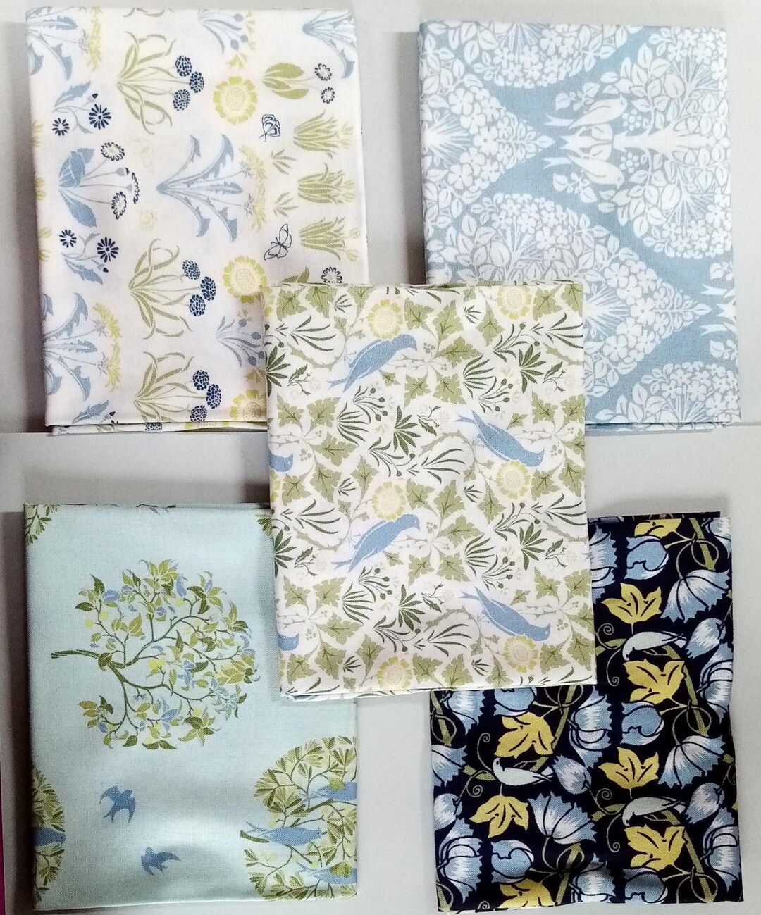 V & A William Morris Voysey Birds Fabric Charm Pack 40 X 5 Inch Squares ...
