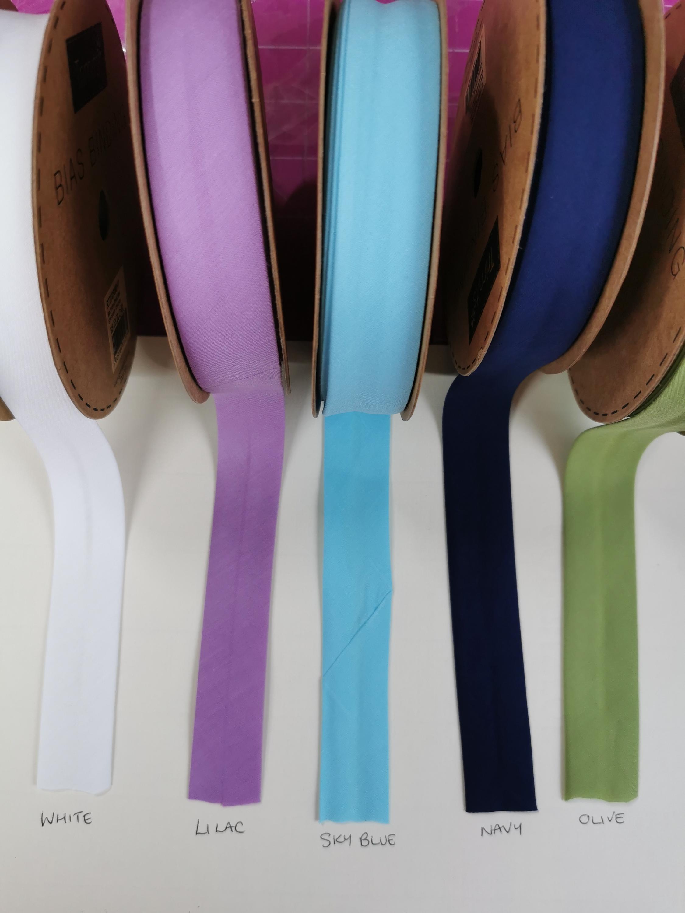 Soft Cotton Bias Binding 5m Lengths Various Colours Sewing Quilting ...