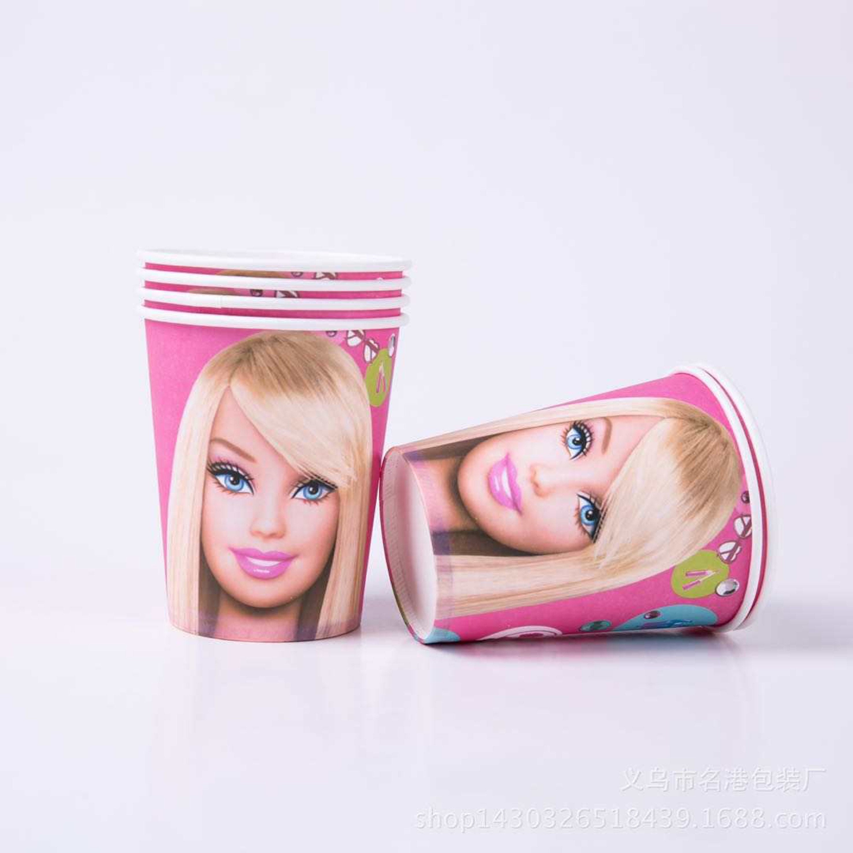 Barbie Girl Pink Doll Birthday Party Supplies Tableware Cups Plates ...