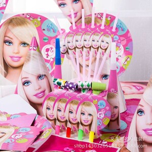 Barbie Girl Pink Doll Birthday Party Supplies Tableware Cups Plates ...