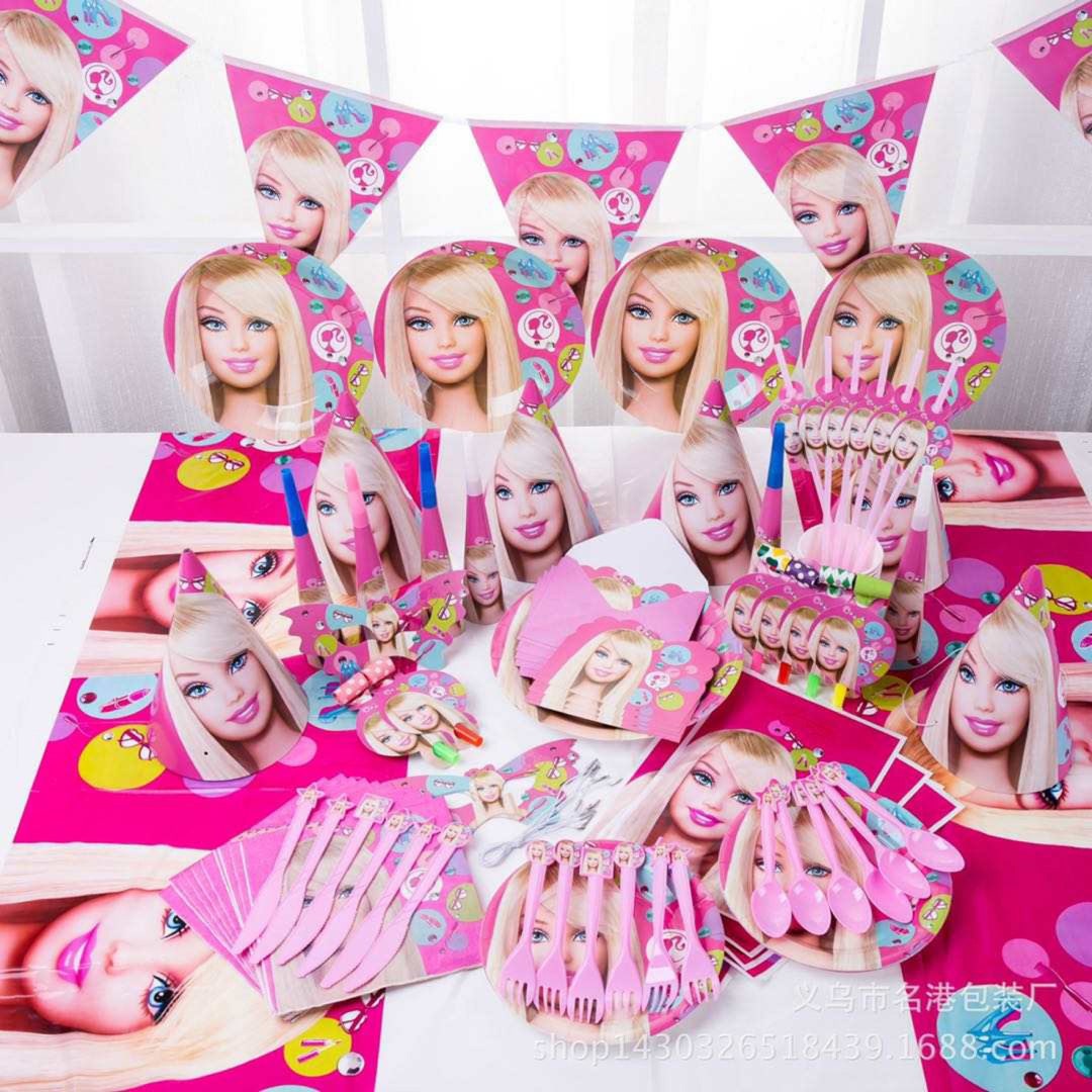 Barbie Girl Pink Doll Birthday Party Supplies Tableware Cups Plates ...