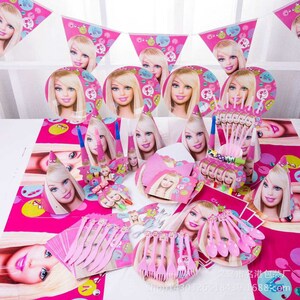 Barbie Girl Pink Doll Birthday Party Supplies Tableware Cups Plates ...