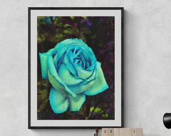 Unique Creative Beautiful Electric Blue Rose Digital Art - Etsy