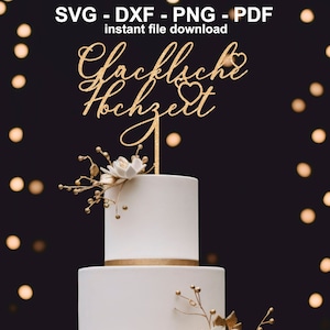 Modern Cake Topper Wedding Svg Dxf Png Pdf - Etsy