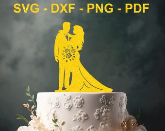 Cake Topper Wedding DXF PNG SVG Pdf - Etsy