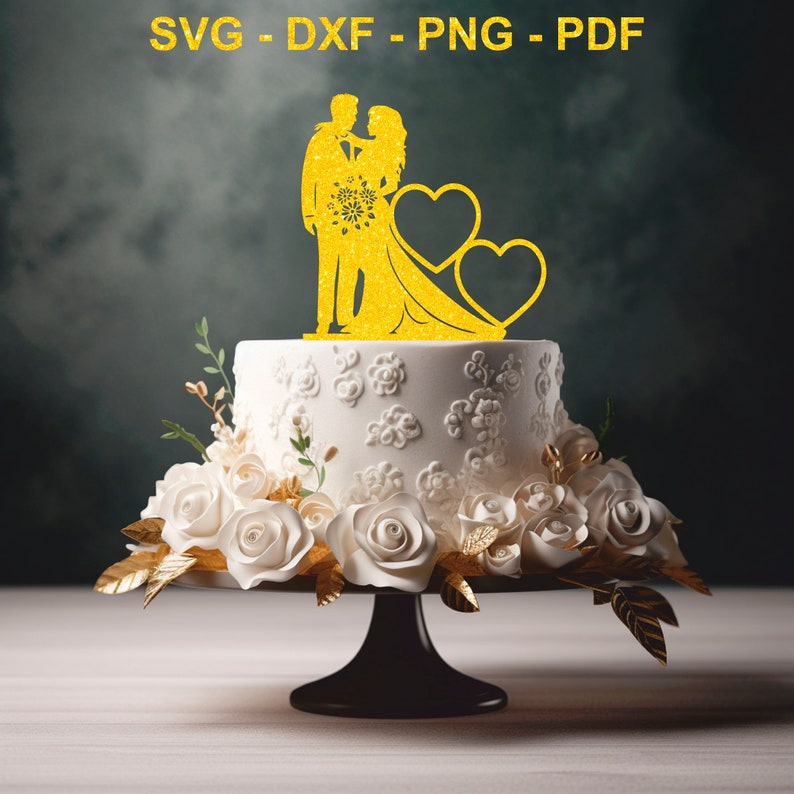 Cake Topper Wedding DXF PNG SVG Pdf - Etsy