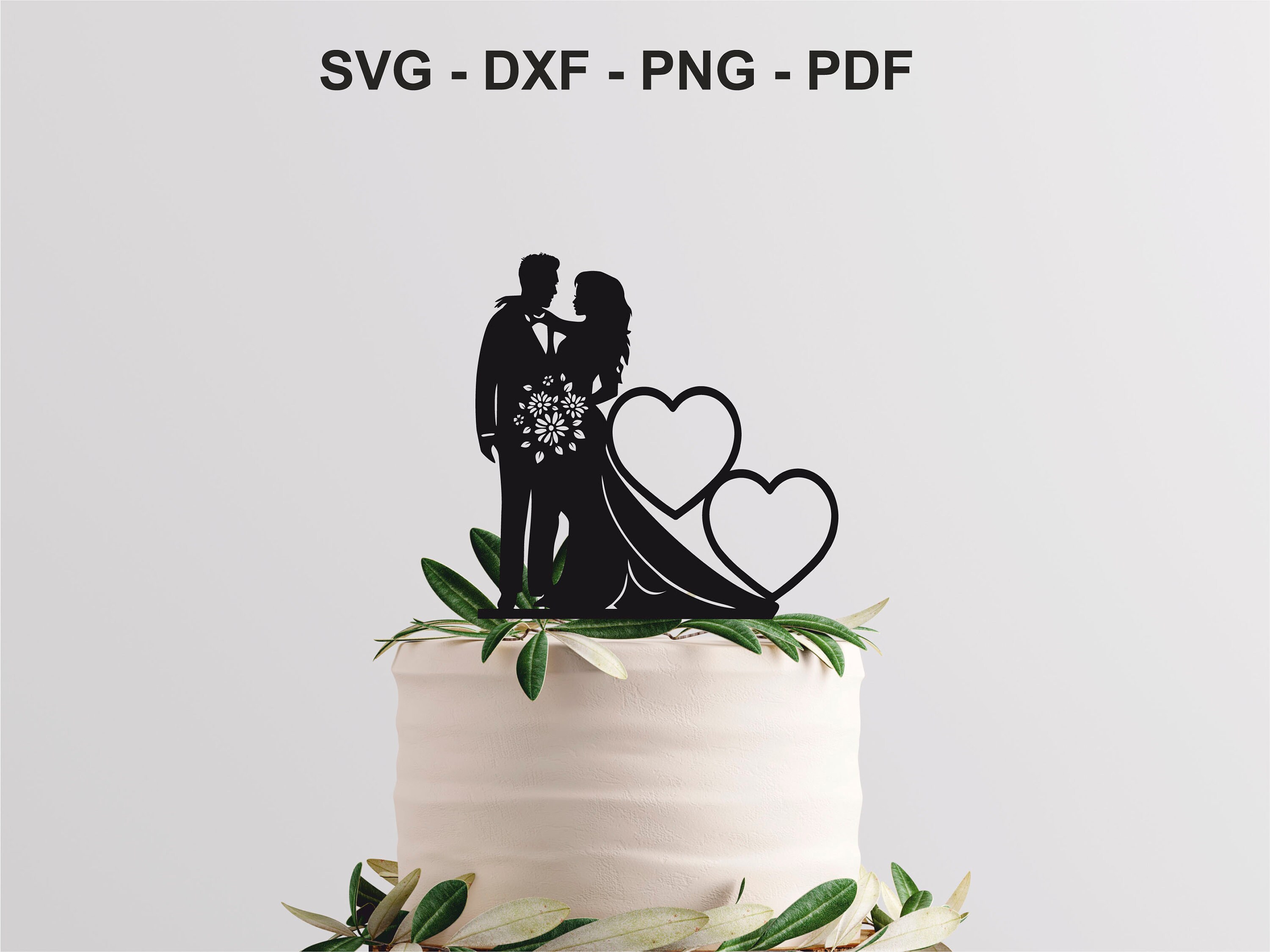 Cake Topper Wedding DXF PNG SVG Pdf - Etsy