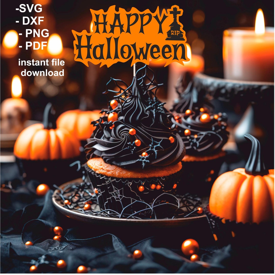 Halloween Cake Topper Svg Png Dxf Pdf - Etsy
