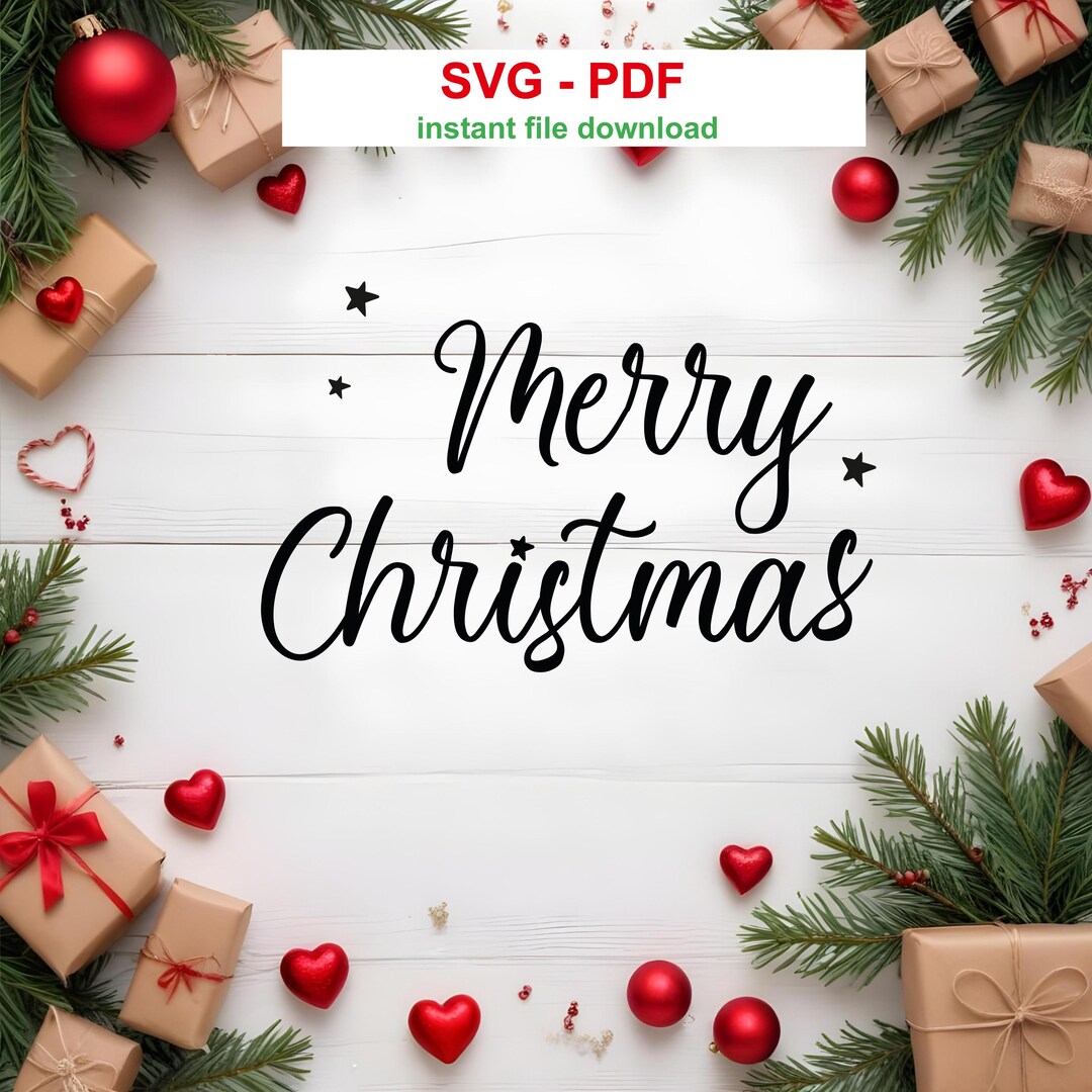 Merry Christmas Text Svg , Merry Christmas Text Pdf , Cut Files Cricut ...