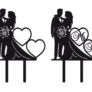 Cake Topper Wedding DXF PNG SVG Pdf - Etsy