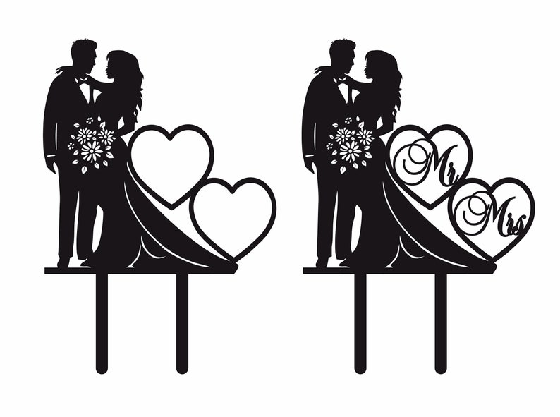 Cake Topper Wedding DXF PNG SVG Pdf - Etsy