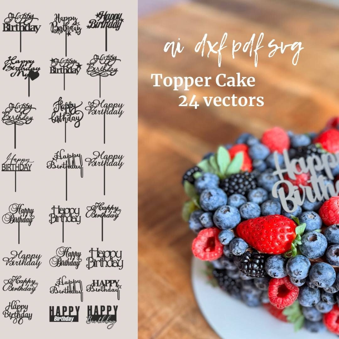 Happy Birthday Cake Topper Svg - Etsy