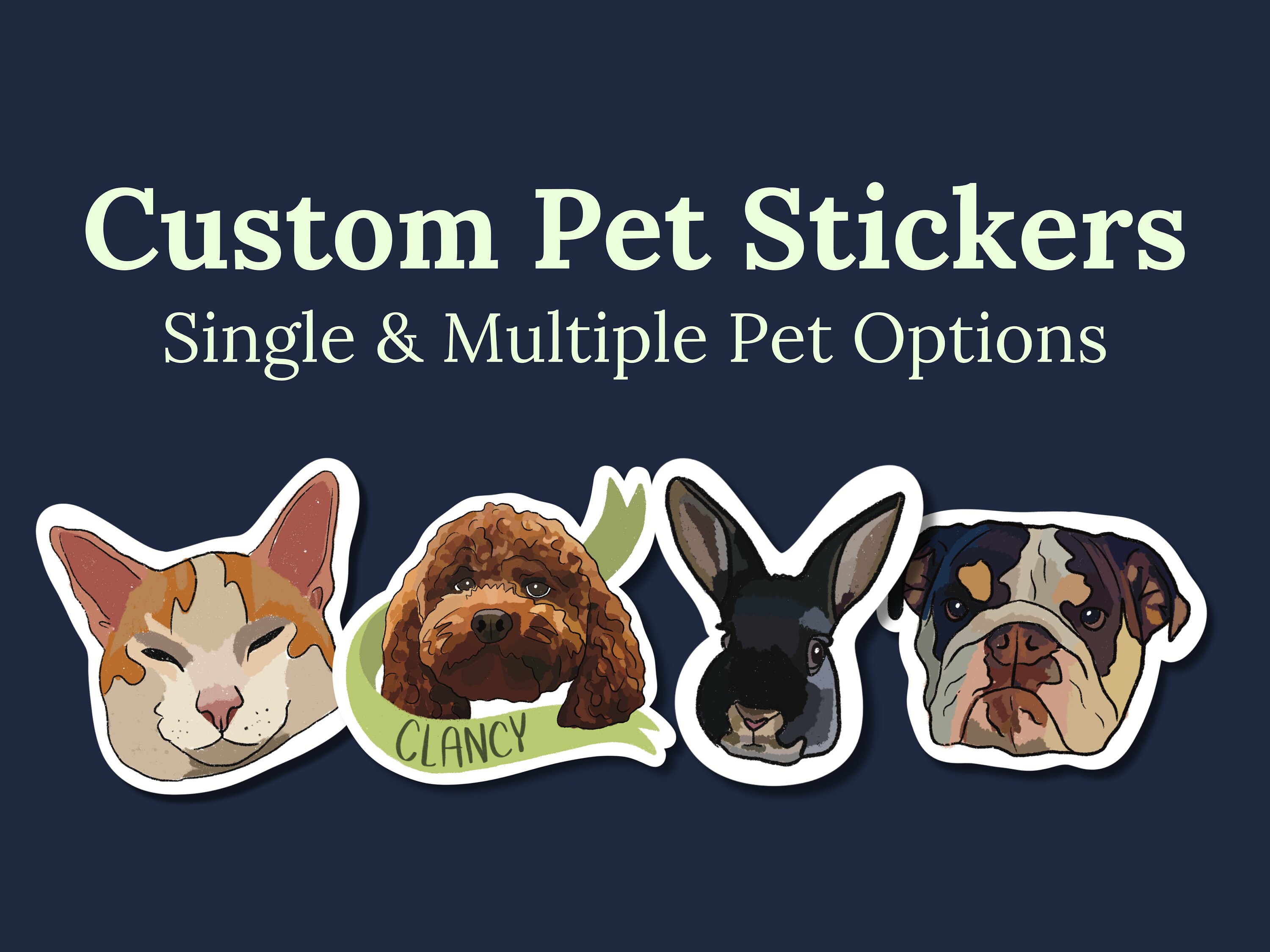 Custom Pet Stickers Hand Drawn Portrait Custom Pet Sticker - Etsy