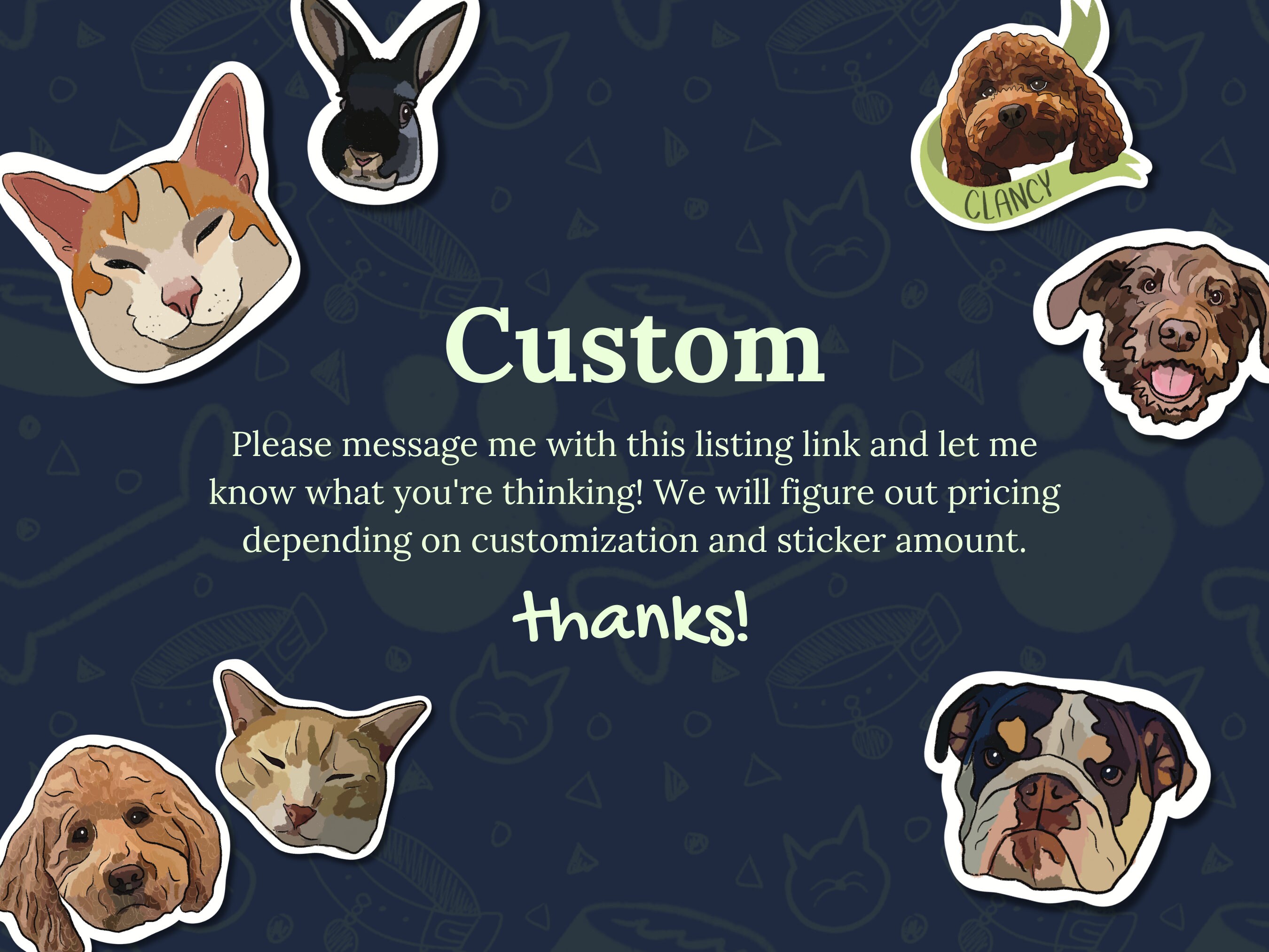 Custom Pet Stickers Hand Drawn Portrait Custom Pet Sticker - Etsy