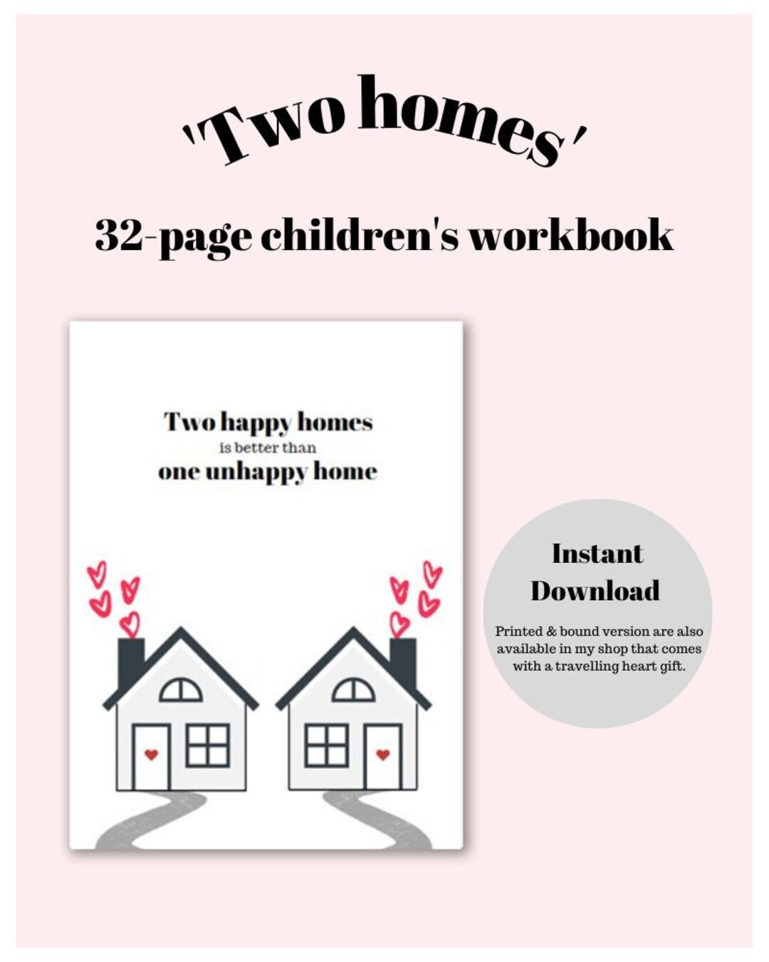 Two Homes Digital Download Children's Mental Health Workbook / Blended ...