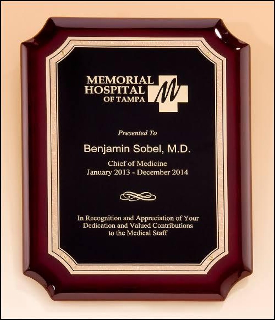 High Gloss Rosewood Stained Plaque - Elegant Customizable Display for ...