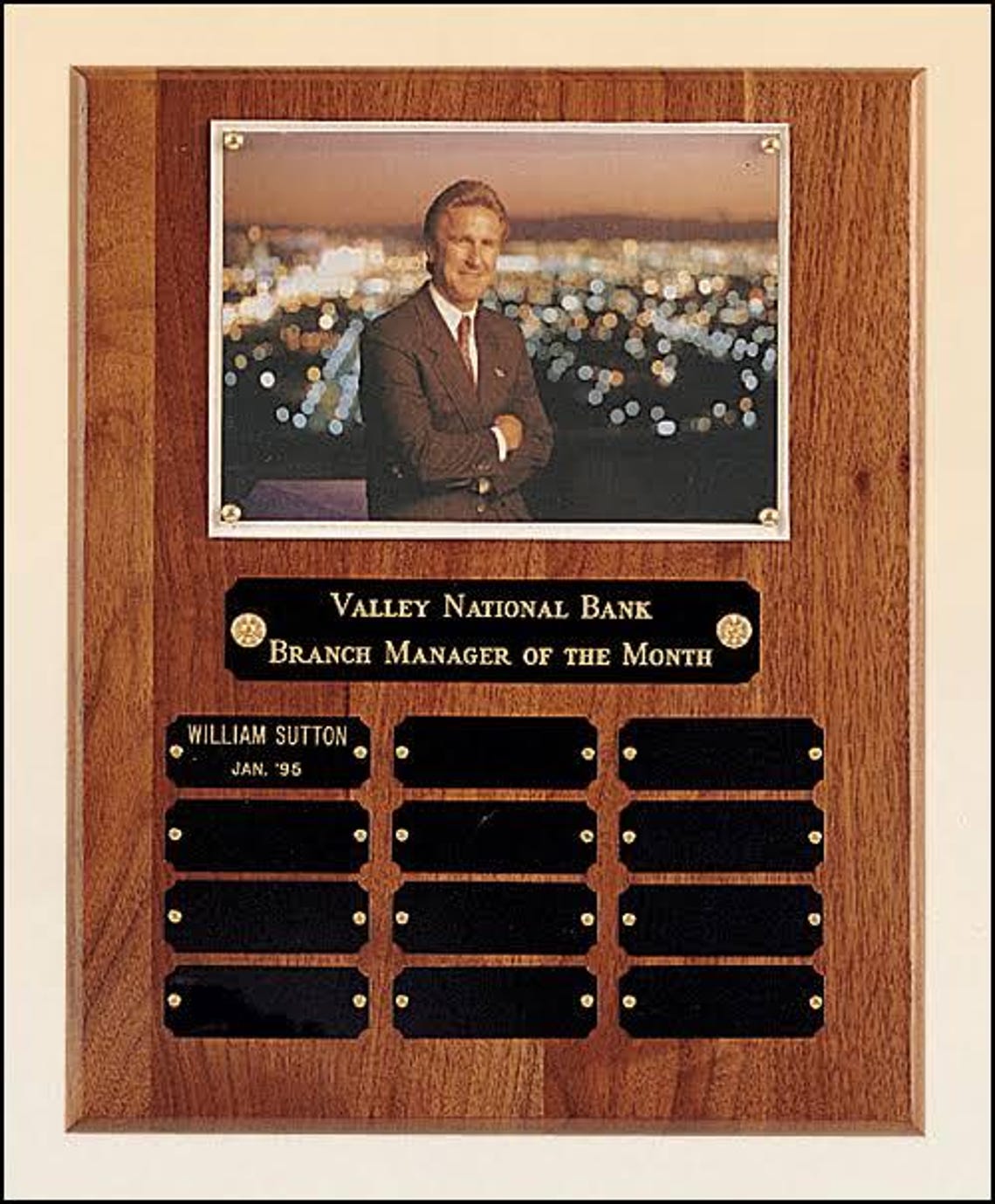 American Walnut Perpetual Photo Plaque With 12 Plates - Custom Engraved ...