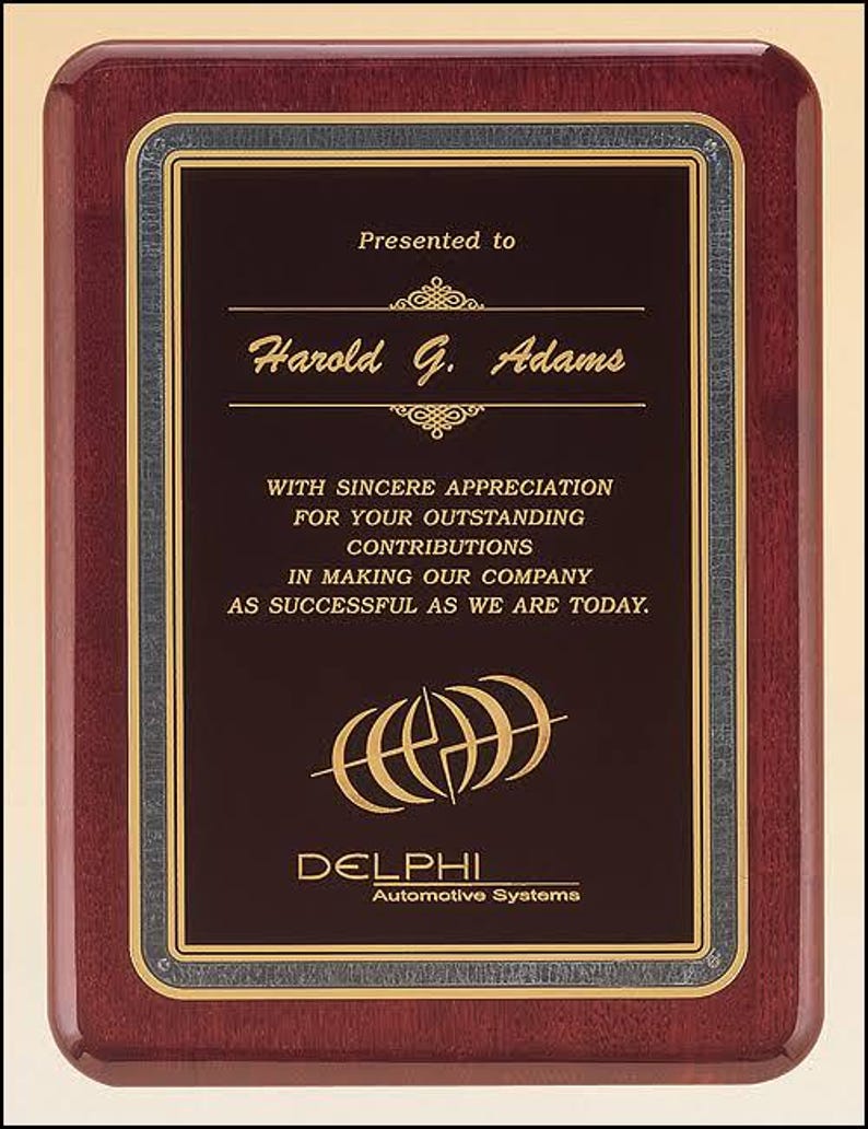 Rosewood Stained Piano Finish Plaque With Elegant Gift – Customizable ...