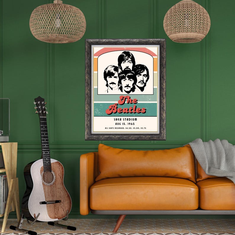 Retro Beatles Concert Art Poster, Shea Stadium 1965 (digital Download ...