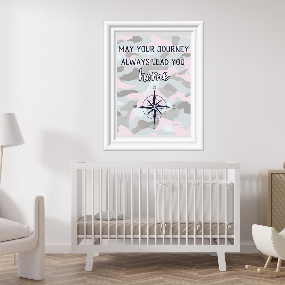 Pink Camo Compass Baby Art, Outdoorsman Nursery Decor (digital Art) - Etsy